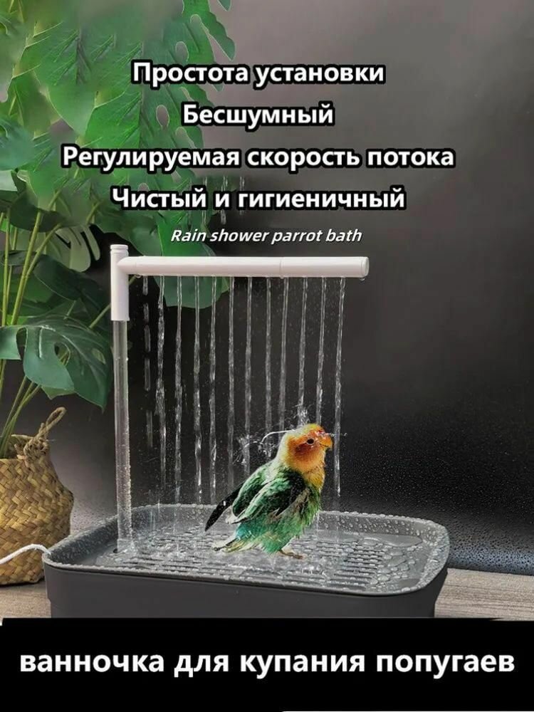 Душ для попугая-Специальное приспособление для купания домашних попугаев и птиц, Бесшумный, Регулируемая скорость потока-маленький