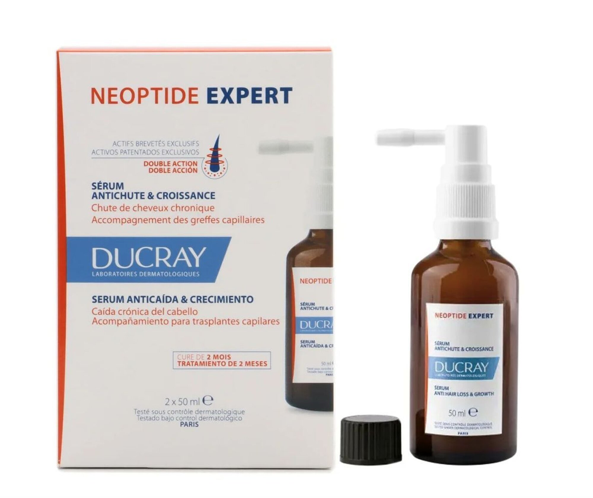 Сыворотка Ducray Neoptide Expert, против выпадения волос, для всех типов, 2x50 мл