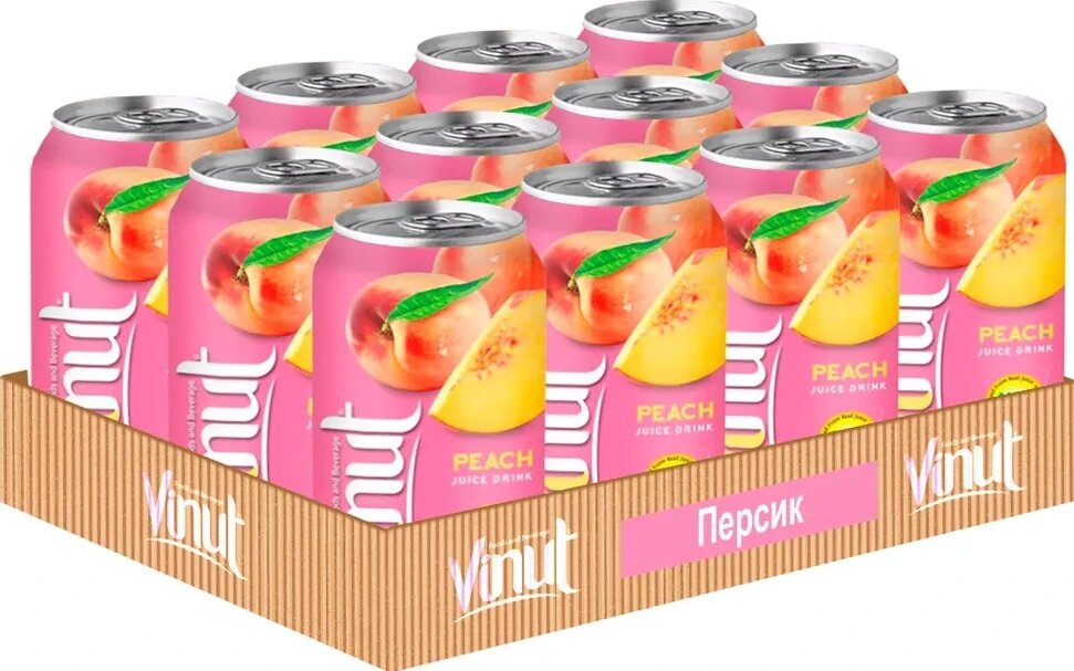 Vinut Персик 0,33л./12шт. Vinut Напиток сокосодержащий с кокосовым желе Вьетнам