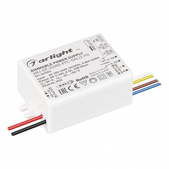 Блок питания Arlight ARJ-SP-33300-PFC-DALI2-PD 10W, 3-33V, 300mA , IP20 Пластик