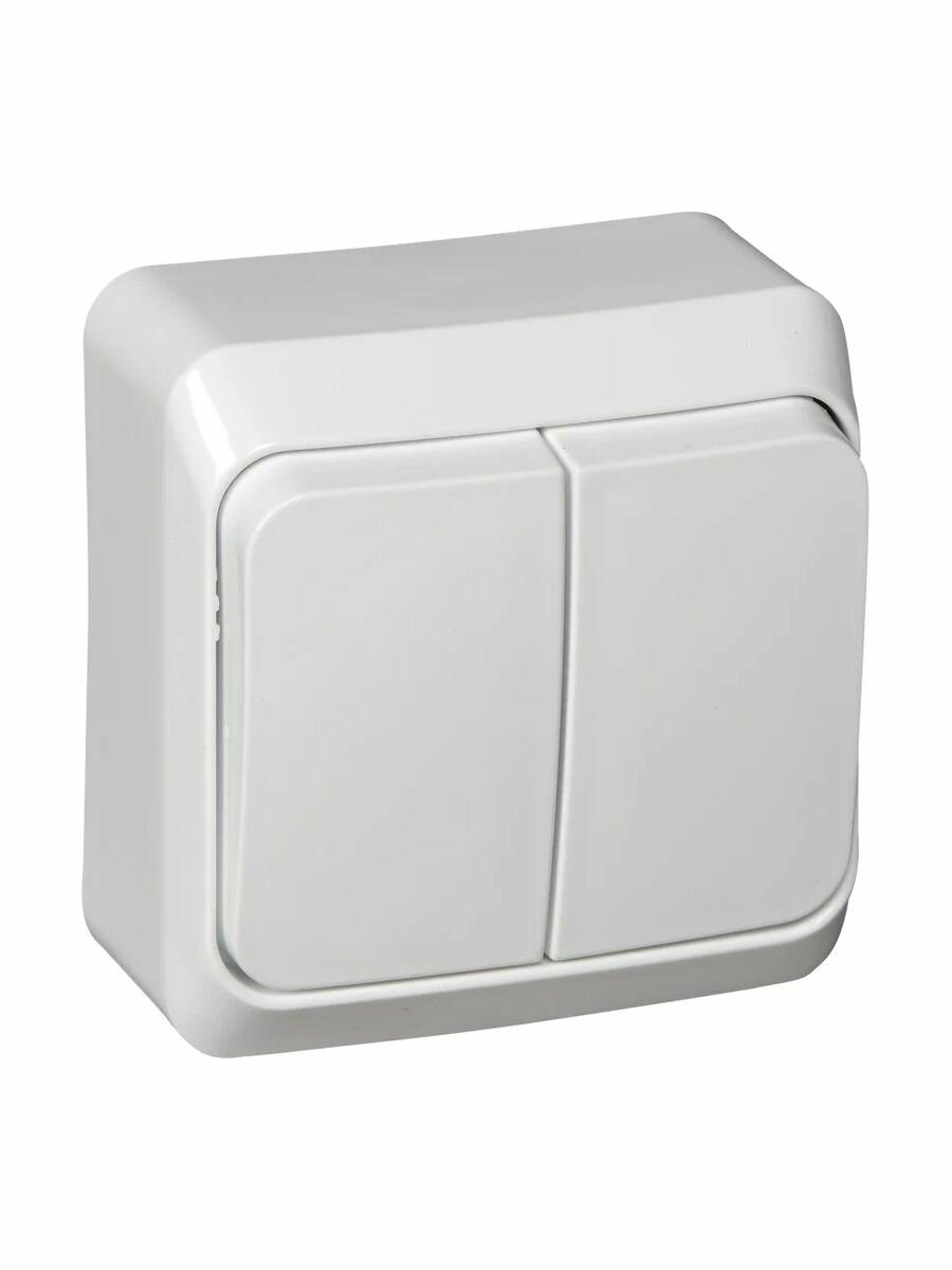 Выключатель 2-клавишный кнопочный этюд, 10А, открытый монтаж, белый Schneider Electric BA10-002B