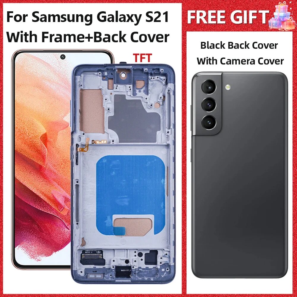 Качество AAA 6,2-дюймовый AMOLED-дисплей для Samsung Galaxy S21 5G G991B SM-G991B/DS SM-G991U ЖК-дисплей с цифровым преобразователем сенсорного экрана в сборе TFT Black Kit