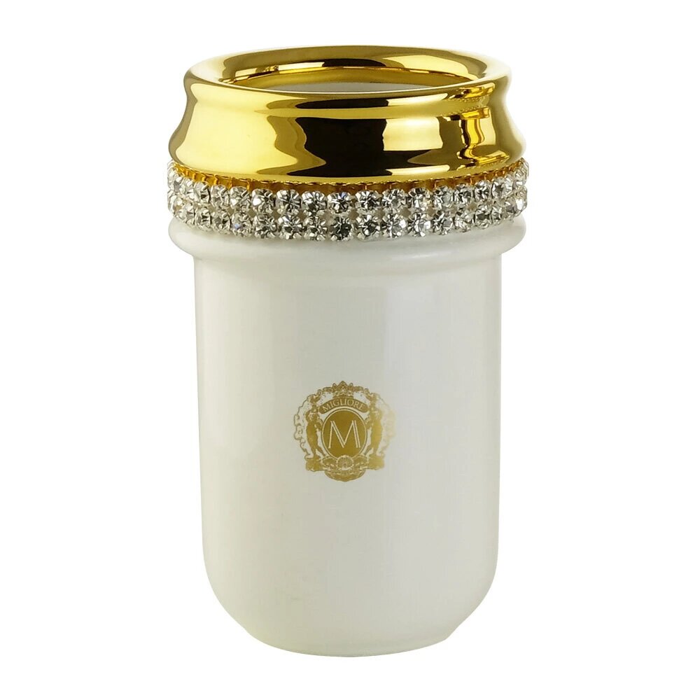 Migliore DUBAI Стакан настенный (без держателя), керамика белая/swarovski/декор золото/золото 28480