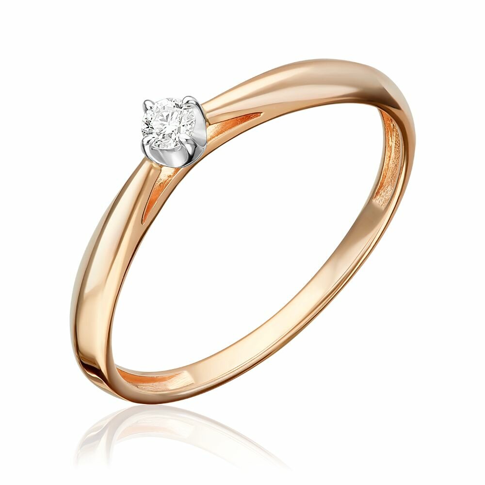 Кольцо помолвочное, комбинированное золото, 585 проба, родирование, бриллиант