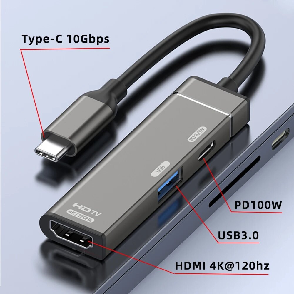 USB-C HDMI Адаптер 4K 120Гц с питанием PD 100Вт