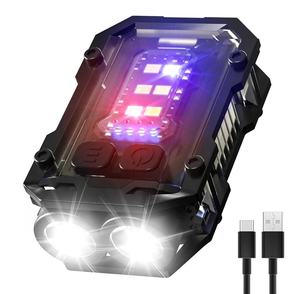 Водонепроницаемый мини-фонарик USB C, перезаряжаемый, 8 режимов Black