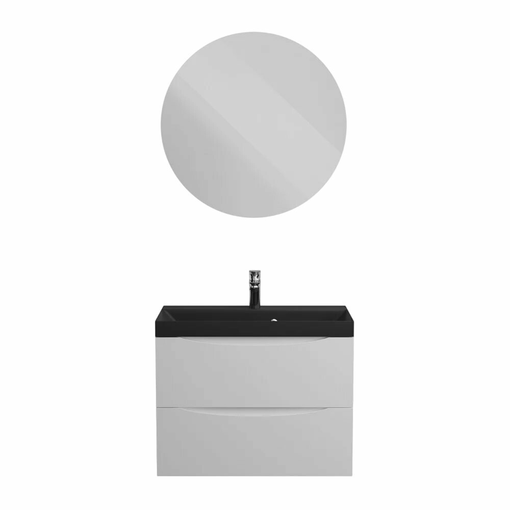 Мебель для ванной комнаты BelBagno Marino 70 подвесная, bianco lucido, черная раовина