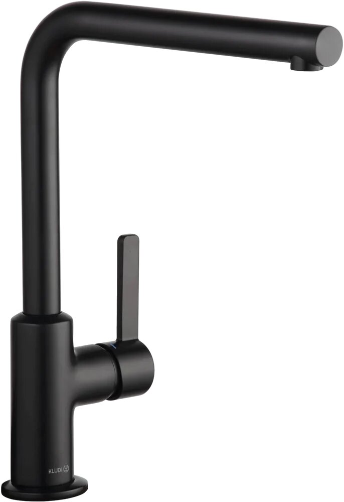Смеситель для кухни Kludi L-ine S 408033975 с поворотным изливом, черный, матовый, однорычажный, латунный, с керамическим картриджем