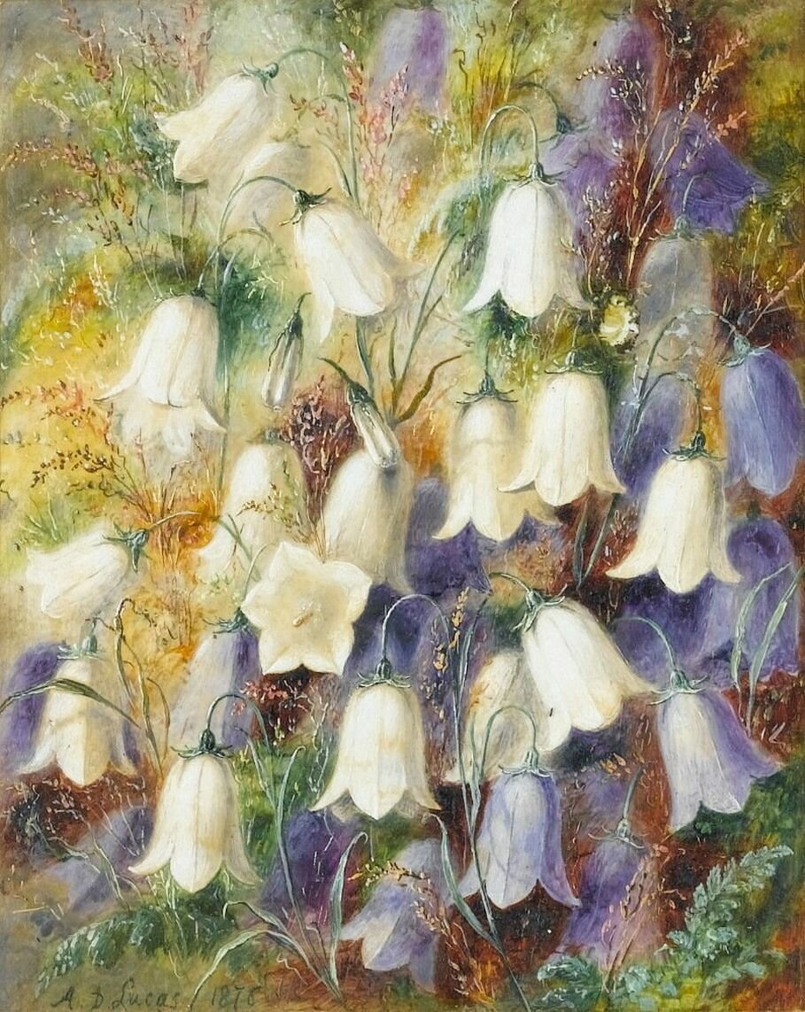 Плакат, постер колокольчики на бумаге, размер 21х30см