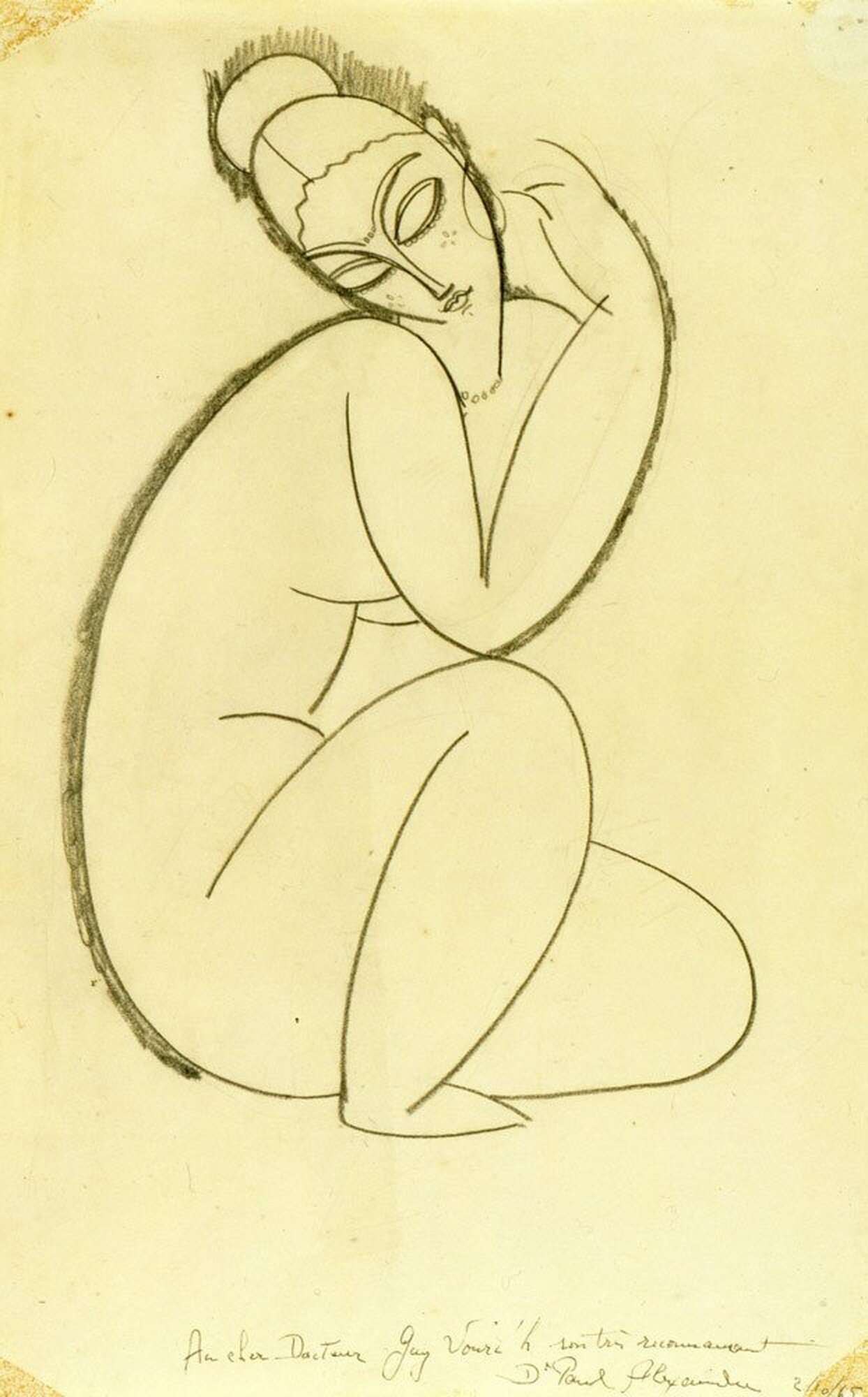 Плакат, постер Амедео Модильяни: изогнутая линия женственности на бумаге, размер 42х60см