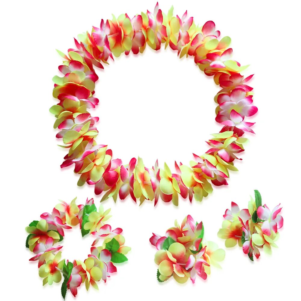 Пластиковый гавайский венок Atceawit pink yellow