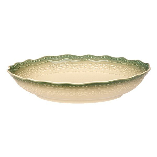 Тарелка глубокая «Эйфория», фарфор, 0,75 л, бежевый, зелёный (Kunstwerk)