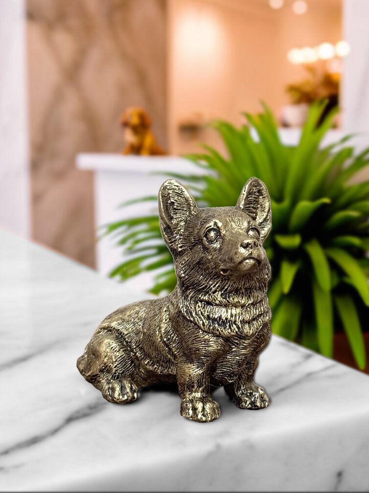 Реалистичная фигурка Корги // Цвет черное золото // Ручная работа