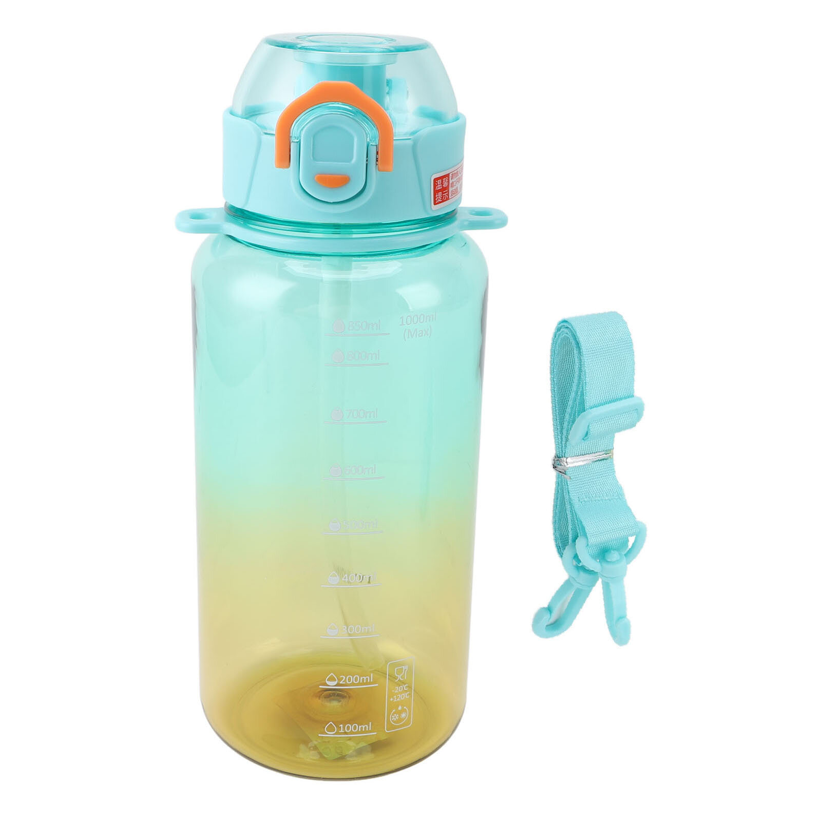 Спортивная бутылка с водой 1000 мл утечка съемная портативная водяная чашка с ручкой с ручкой на плече для студентов озеро голубой