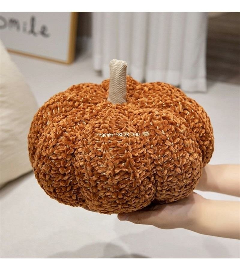 Супермягкая и удобная подушка-футон из плетеной вручную шерсти в виде тыквы 30 см / Наполнен полипропиленовым хлопком.