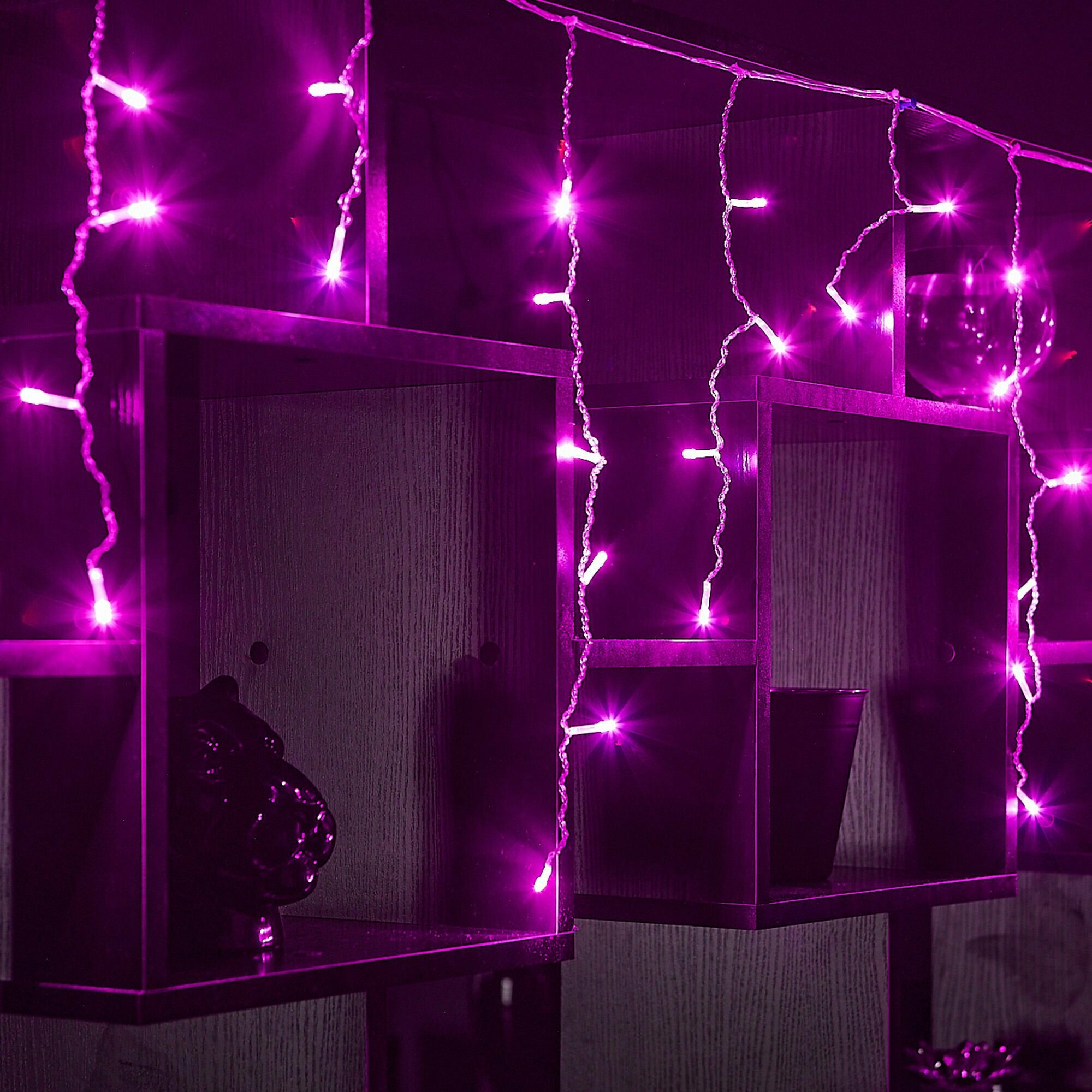 Гирлянда светодиодная бахрома, 2 м, IP20, розовый свет, Uniel