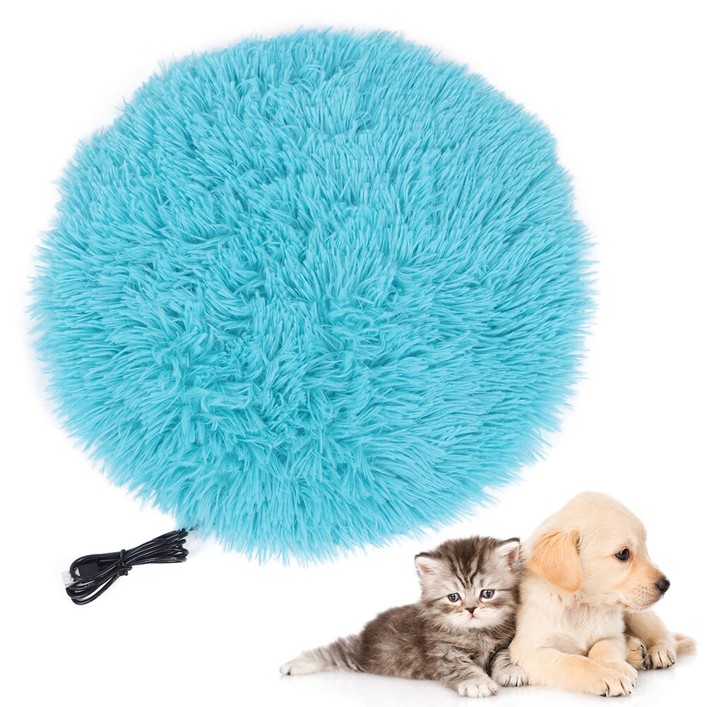 Plush Four Seasons USB Charging Interface Pet Electric Blanket Heating Pad Mat for Small Dogs CatsRoyalblue