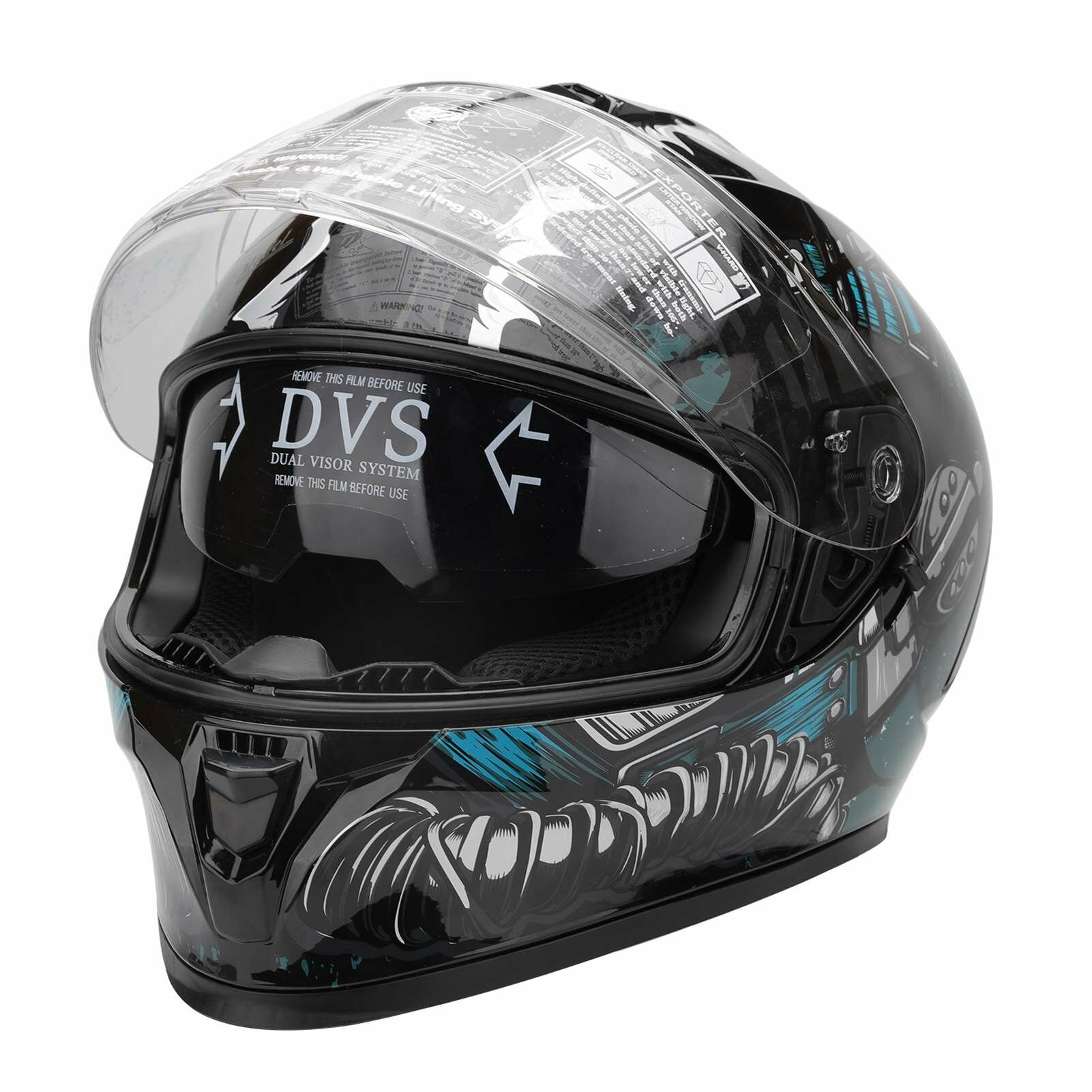 Мотоциклетный шлем флип-ап двухвизорный синий унисекс, XL