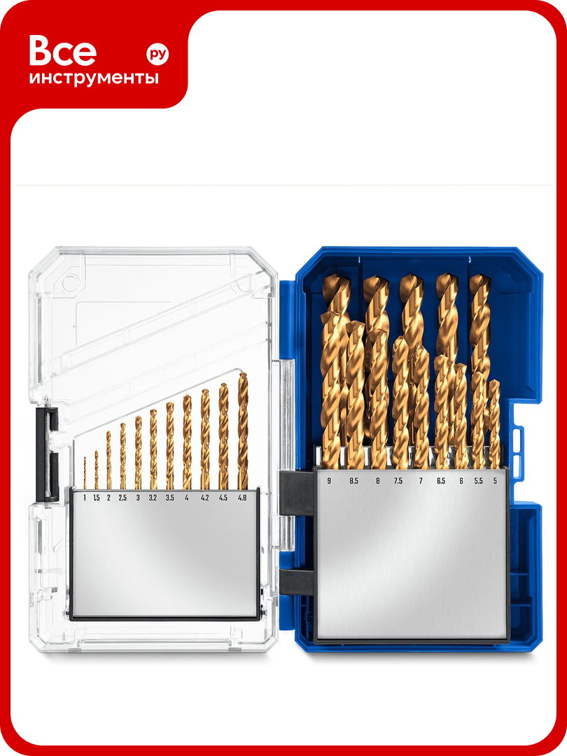 Набор сверл по металлу ЗУБР Титан 25шт (1-13мм) сталь Р6М5 29617-H25