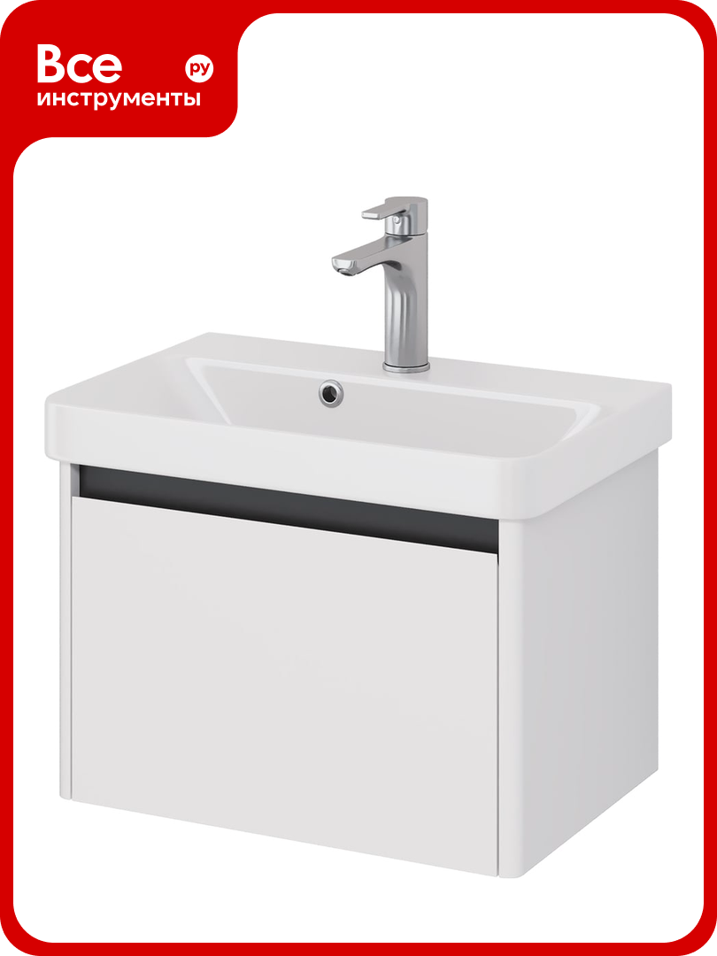 Тумба Dreja Luxury, 55 см, подвесная, 1 ящик, белый матовый 99.2009