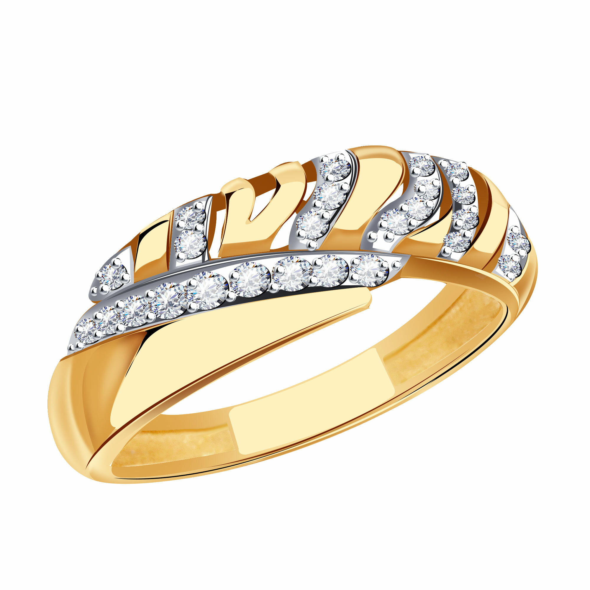 Кольцо, красное золото, 585 проба, фианит