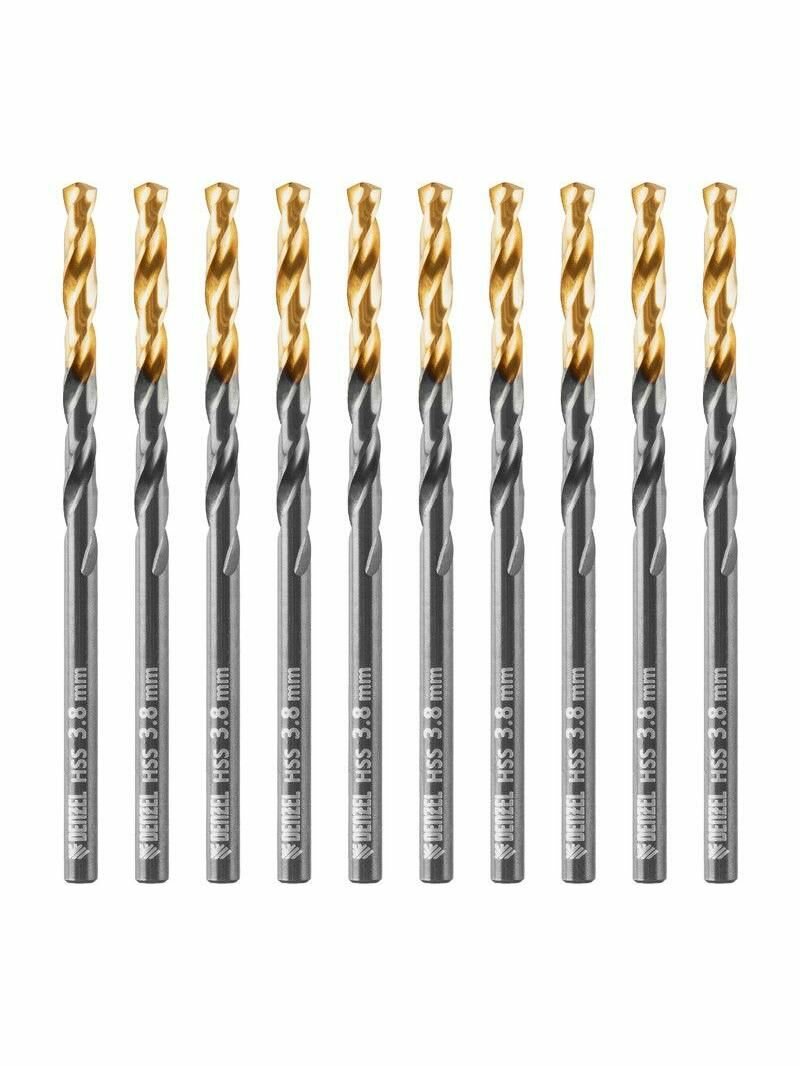 Сверло по металлу, 3,8 мм, HSS-Tin, Golden Tip, 10 шт. Denzel 717208