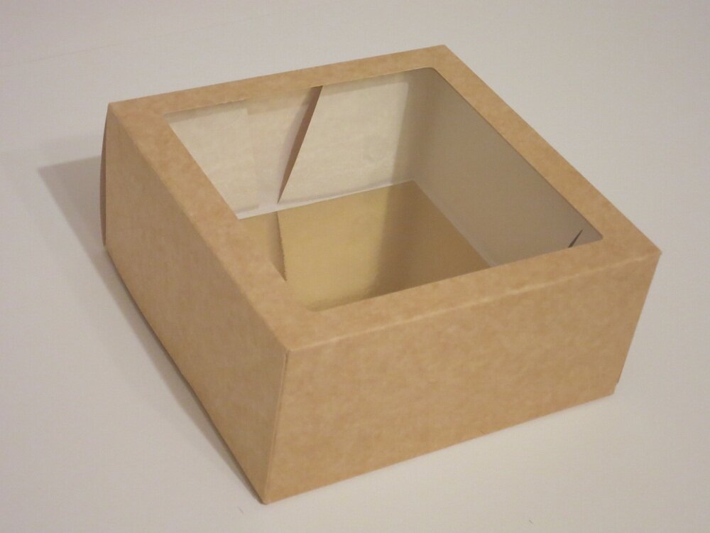 Коробка подарочная для пирожных, складная, с крышкой, 15 см x 15 см x 7 см, 10 шт./уп.