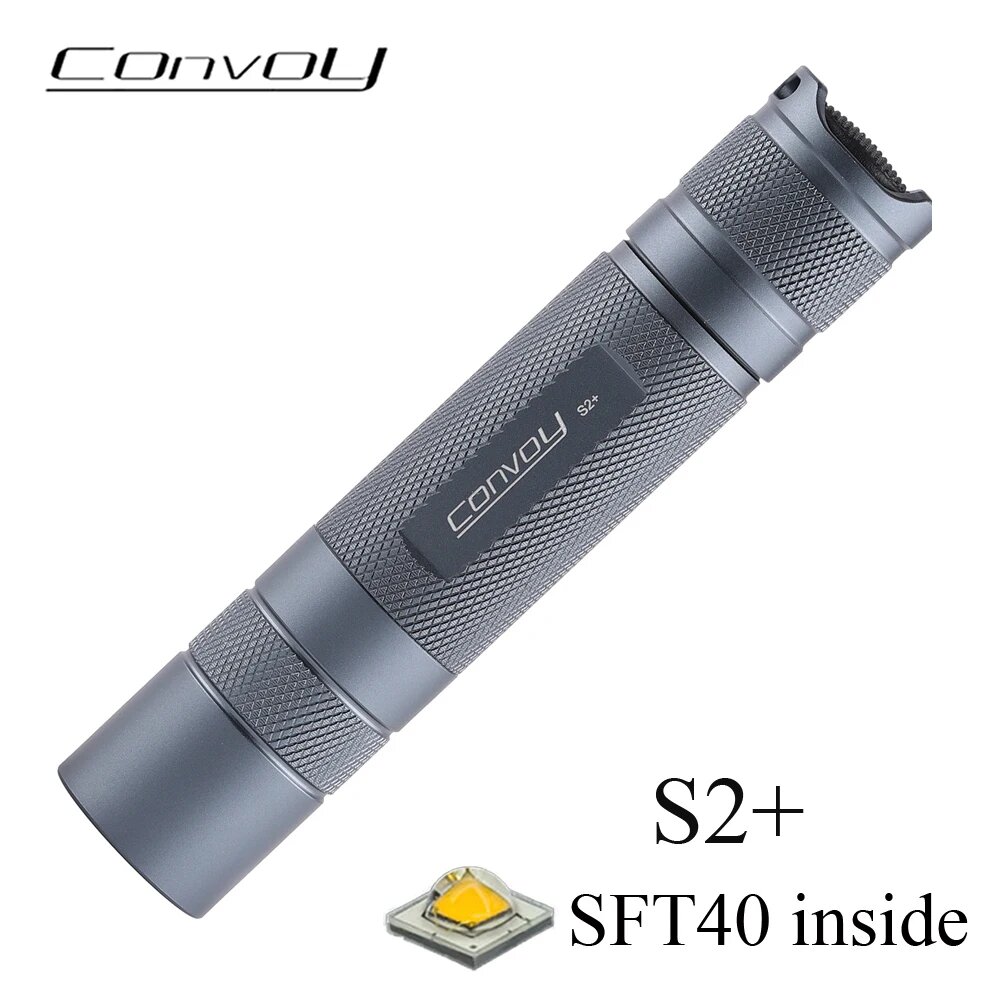 CONVOY S2 Plus SFT40 фонарик Grey, 5000K, 4 Modes, With 18650 battery