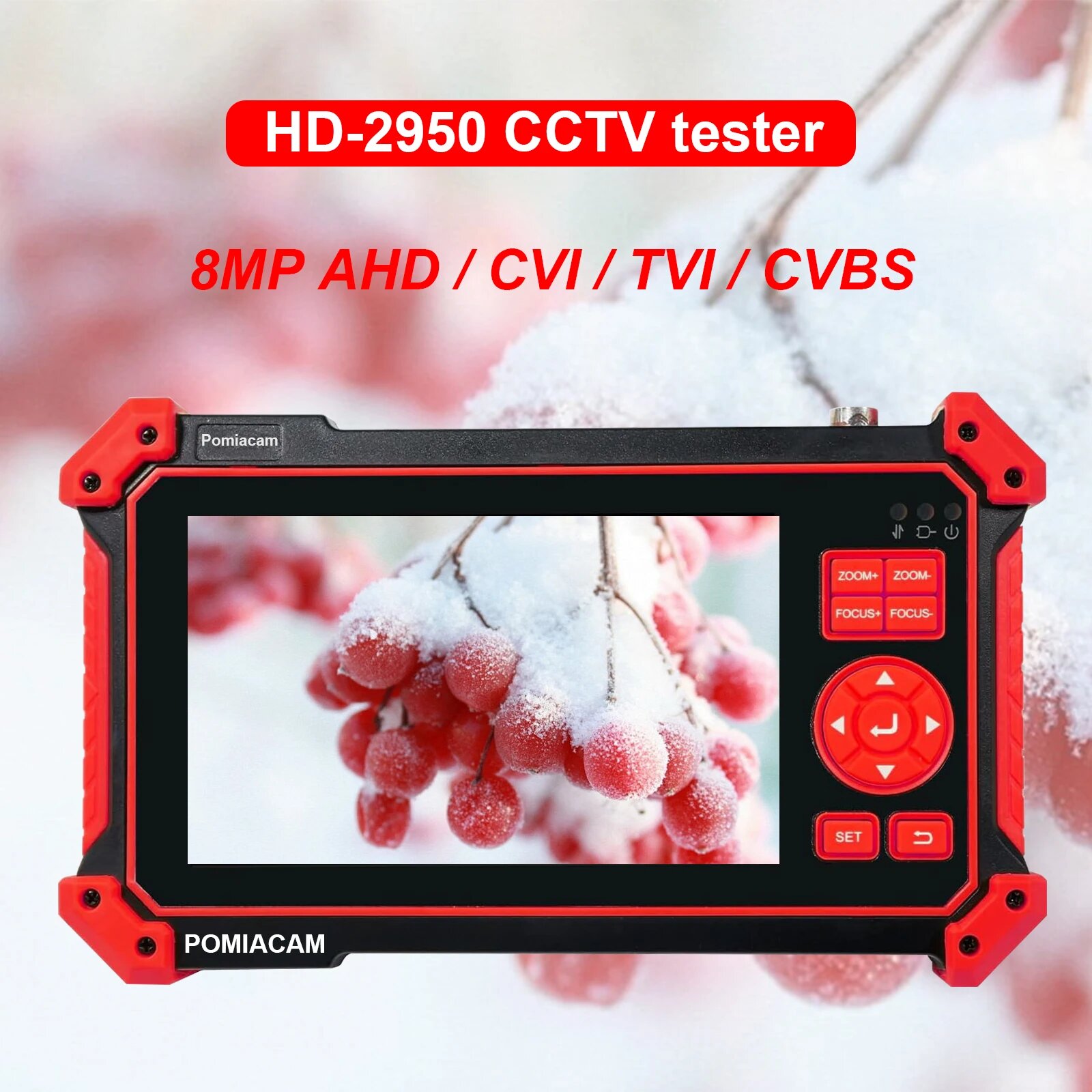 HD-2950 Портативный тестер видеонаблюдения 8MP AHD/CVI/TVI Мини-монитор Тестер камер Входной видеокабель HDMI и VGA Тестер камеры безопасности