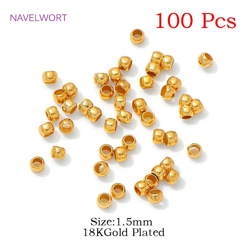 Обжимные бусины 18KGold Plated 1.5mm, 100 шт