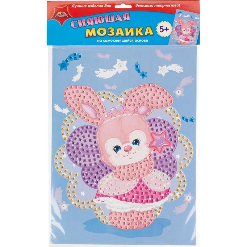 Мозаика самоклеящаяся сияющая из мягк. пласт. А3 Зайка-фея С2258-28