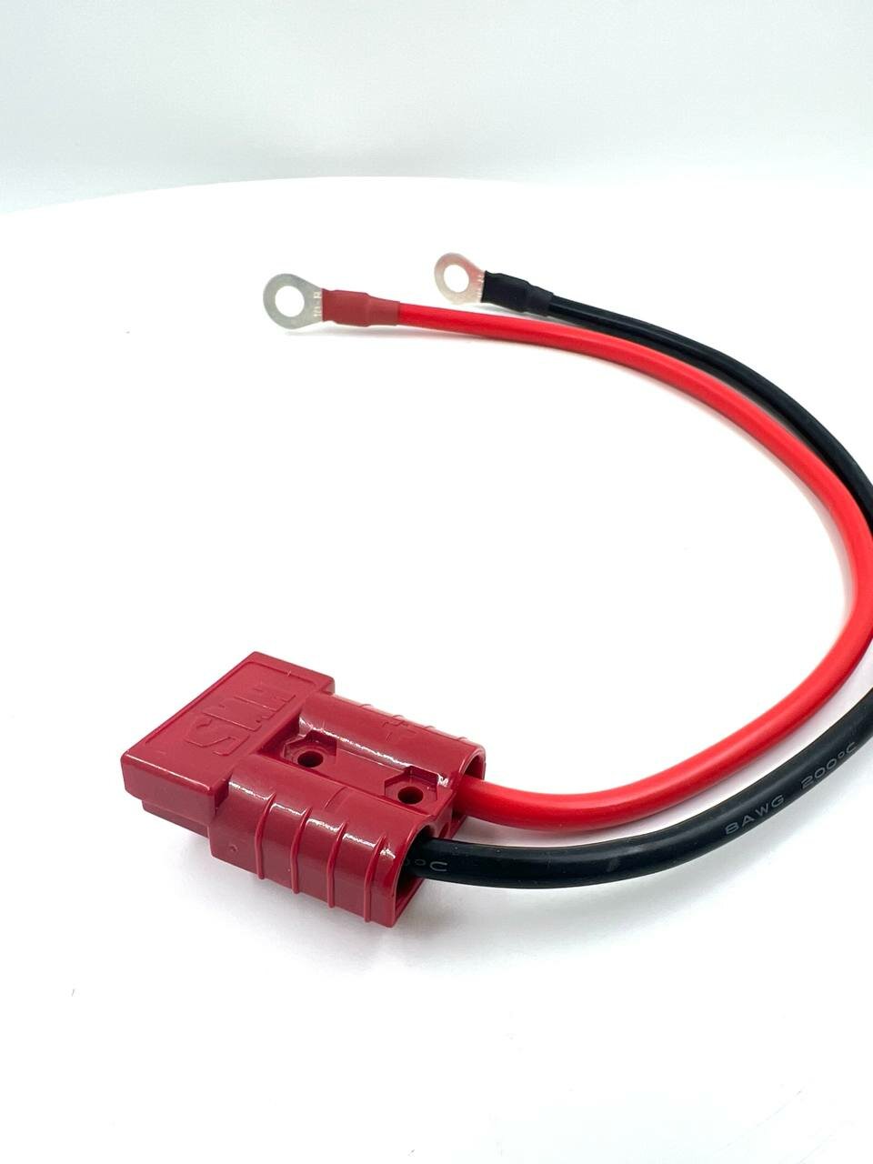 Разъем питания SMH SY 50A (SB50) с силиконовым проводом 8AWG -> клемма 60А, 300мм (Красный)