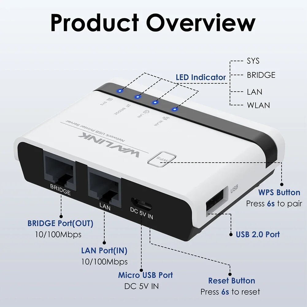 USB-принтер сервер 10/100 Мбит/с EU plug — фото 1