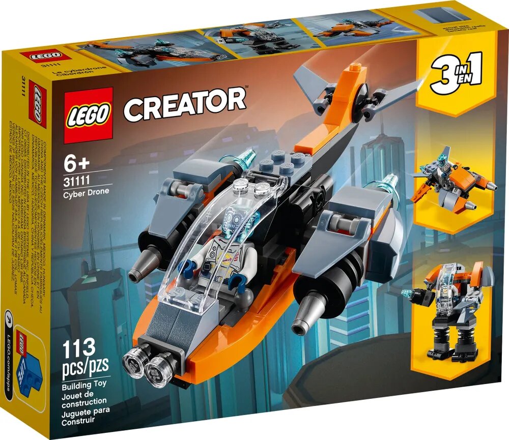 Лего Creator 3-in-1 серия, LEGO 31111 Кибердрон, lego конструктор для мальчика, лего для девочек