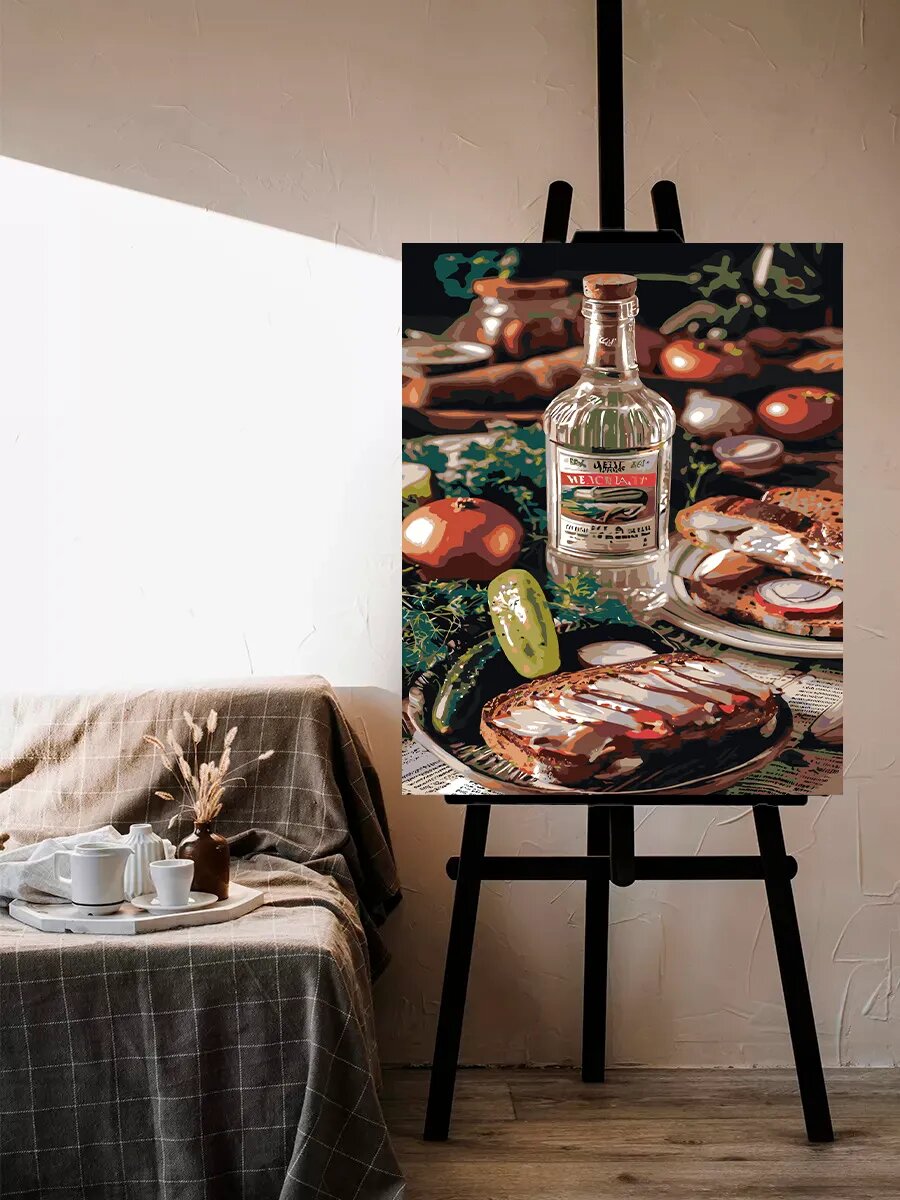 Картина по номерам Натюрморт для Выпивки Водка с Закуской