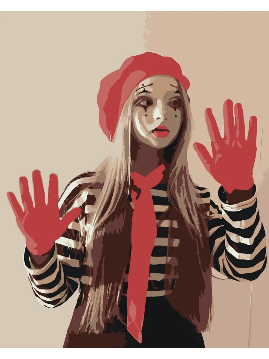 Картина по номерам Мем Макияж Девушка Клоун Хэллоуин