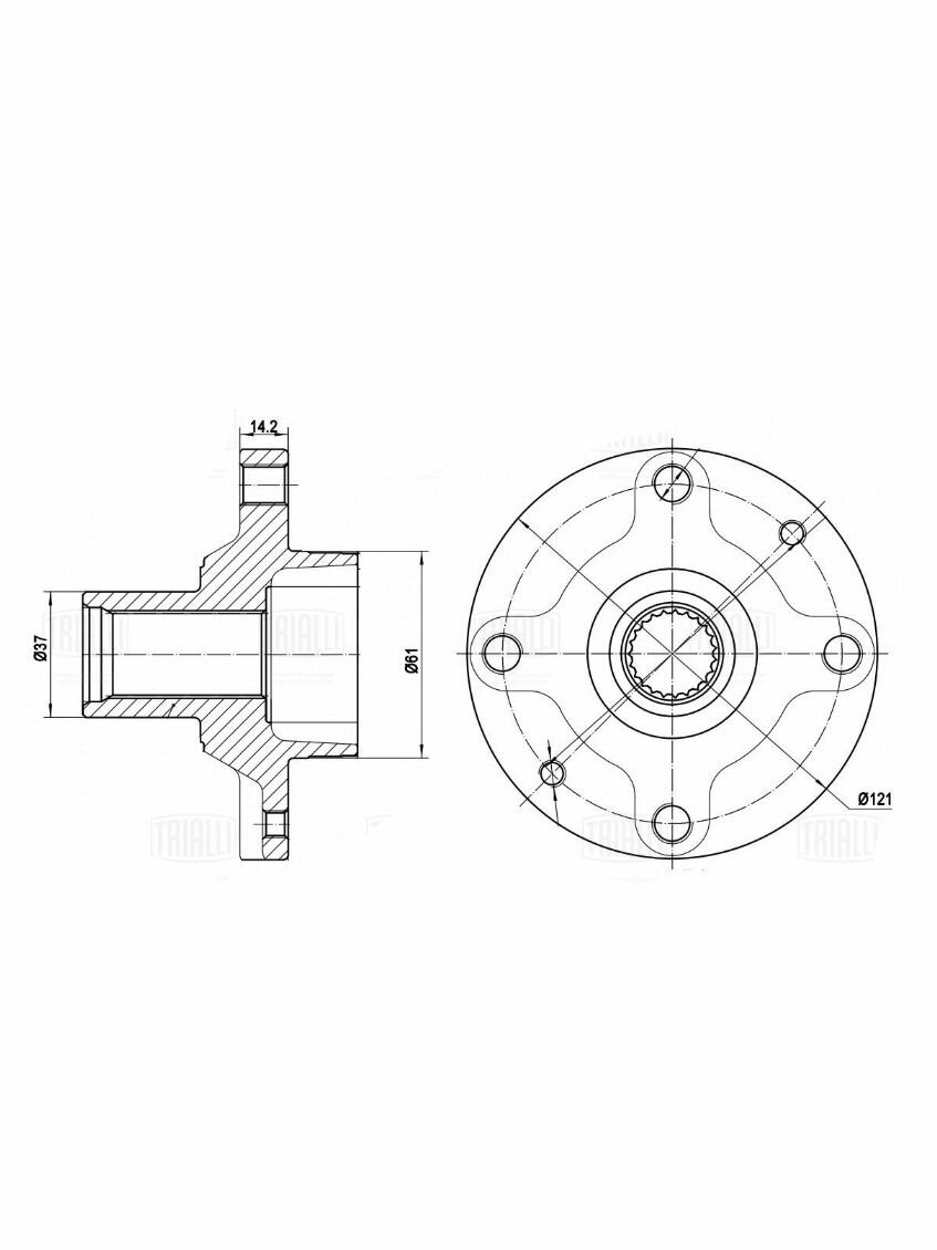 Ступица переднего колеса без подшипника Lada Vesta Лада Веста, Веста NG TRIALLI