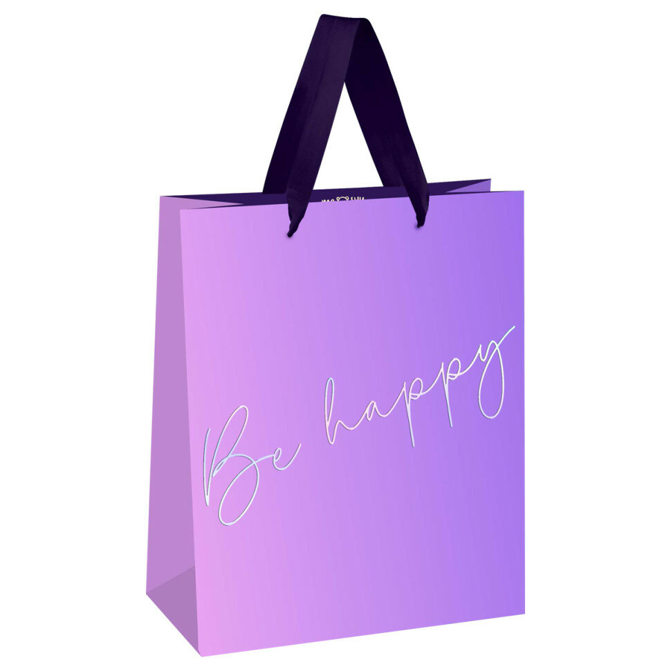 Пакет подарочный 18*23*10см MESHU "Purple mood", фольга, матовая ламинация, 12 штук, 382293