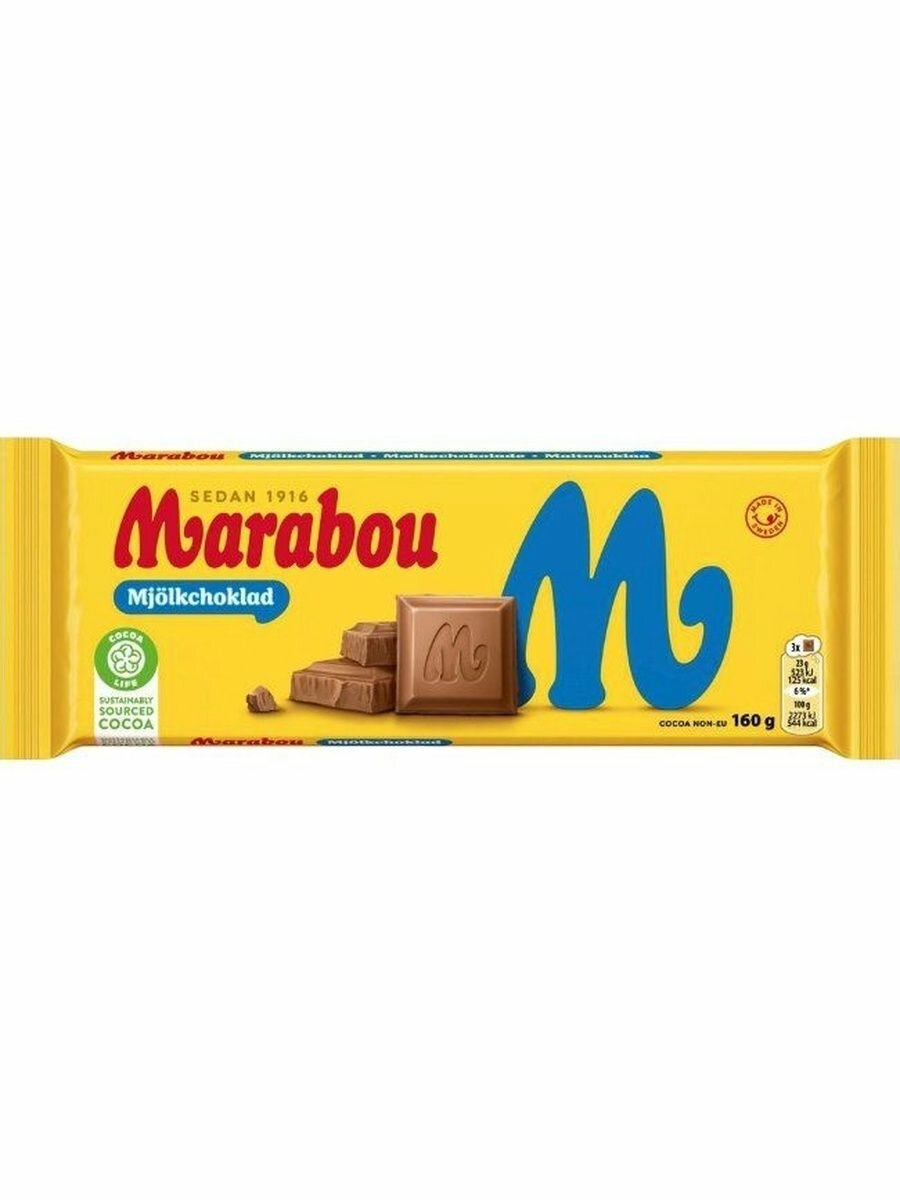 Шоколад Marabou классический, молочный, плиточный 160 гр.(Швеция)