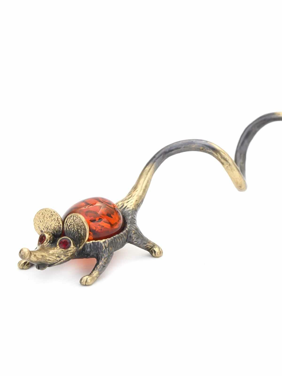 Сувенирная фигурка - Мышь штопор, Балтийский Янтарь, 2,0 см