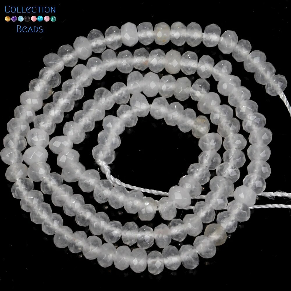 Граненая бусина агат, аметист, нефрит 3х4 мм Белый, White Jade