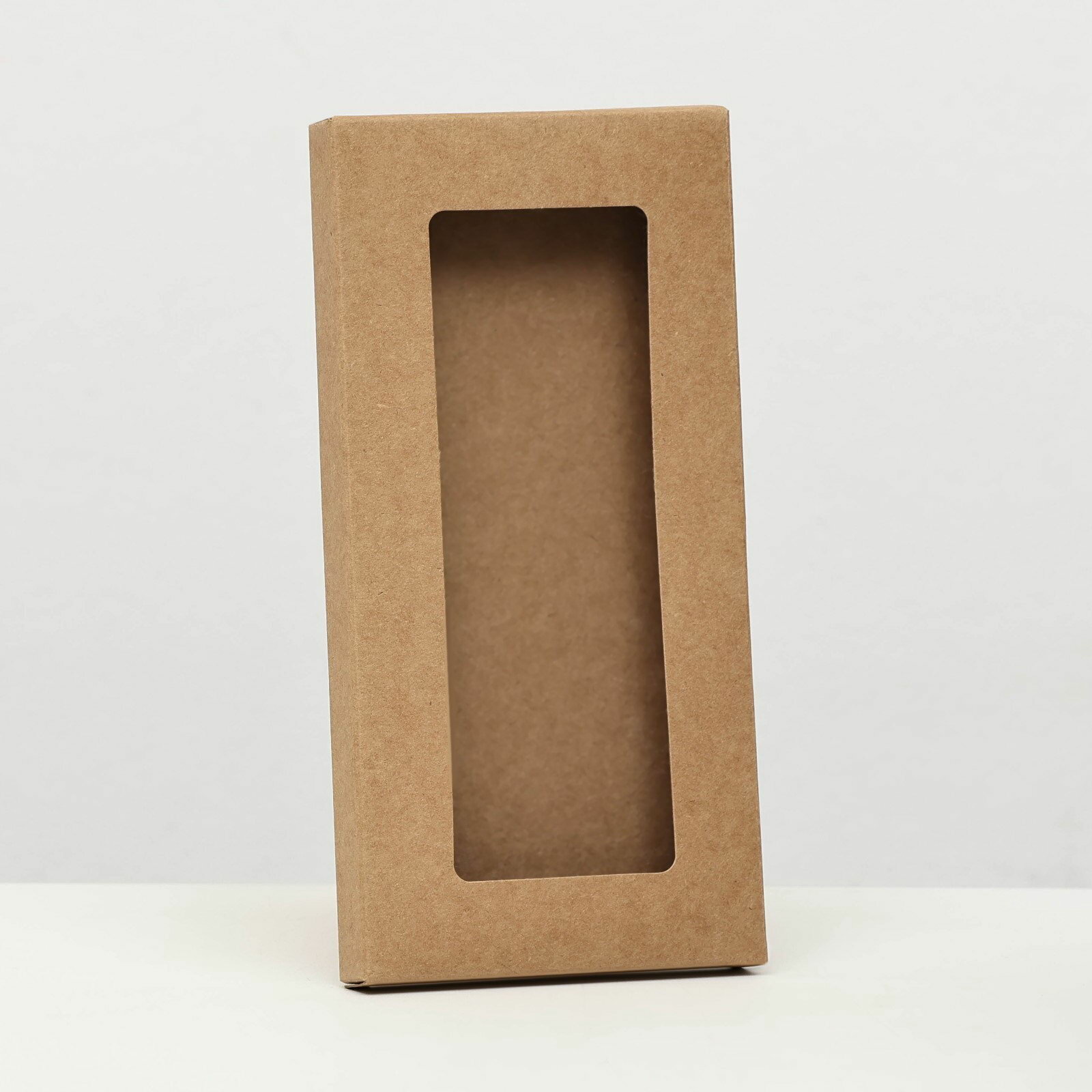 Коробка под плитку шоколада, крафт, с окном, 18x9x1.4 см, тематика праздника: 8 марта, 5 шт.