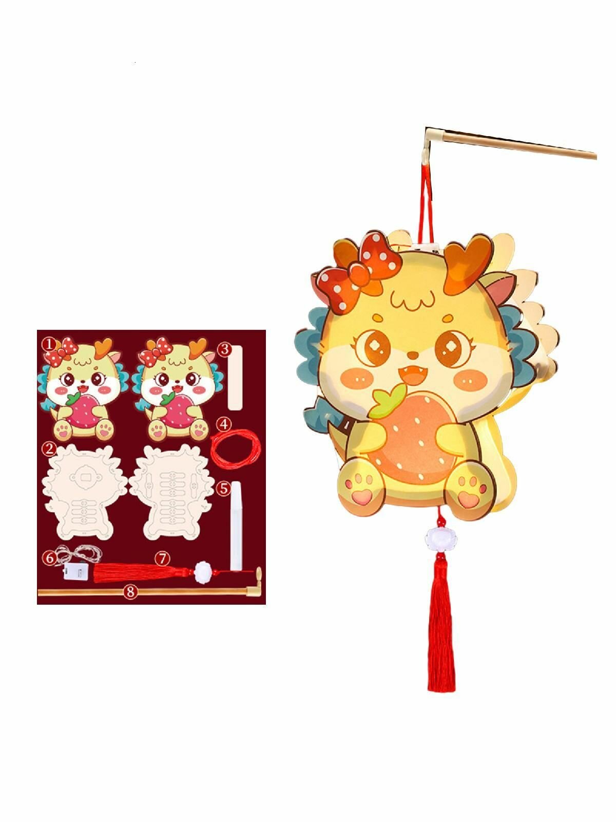 1 комплект бумажных деревянных фонарей с водяным узором ручной работы "Сделай сам" на Год дракона-у ягоды неприятности