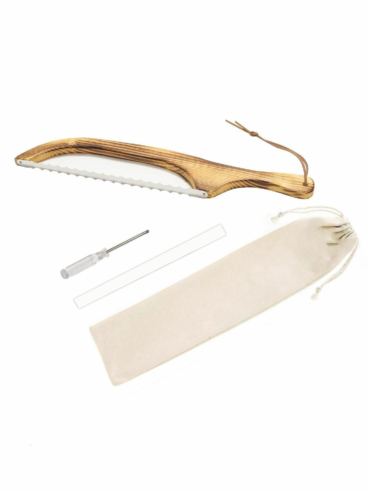 1 комплект деревянных ножей для резки хлеба, руководство по набору тканевых сумок-ancient wood double data