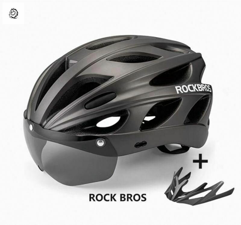 Шлем велосипедный ROCK BROS Bike Helmet, защитный спортивный, солнцезащитный визор, козырек в комплекте, экипировка для скутера, самоката, электросамоката, белый