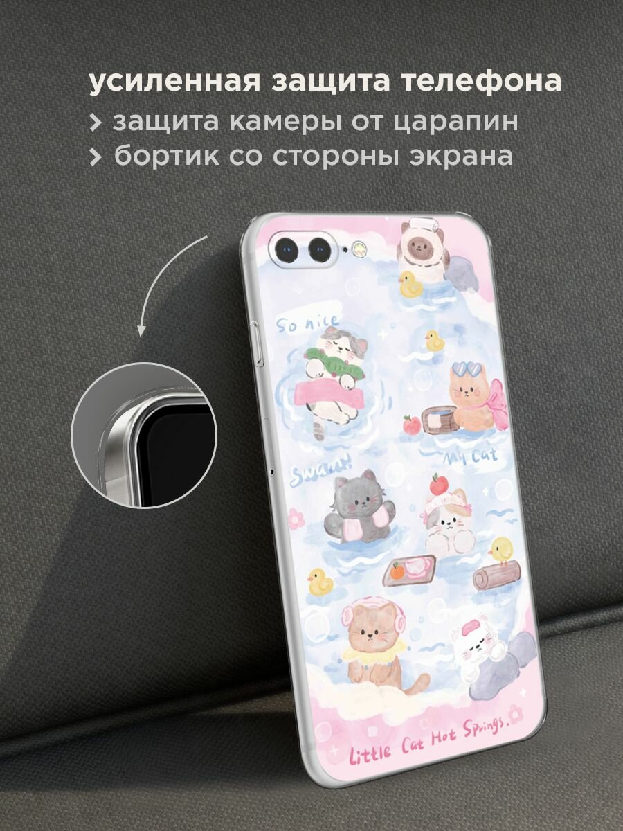 Чехол на Apple iPhone 7 Plus / Айфон 7 Плюс с принтом "Котики на источниках" — фото 1