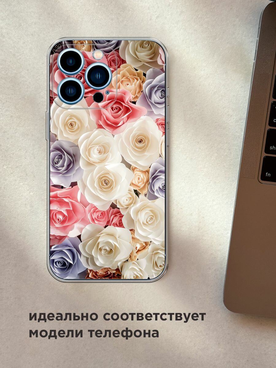 Чехол на Apple iPhone 13 Pro / Айфон 13 Про с принтом "Пастельные розы" — фото 1