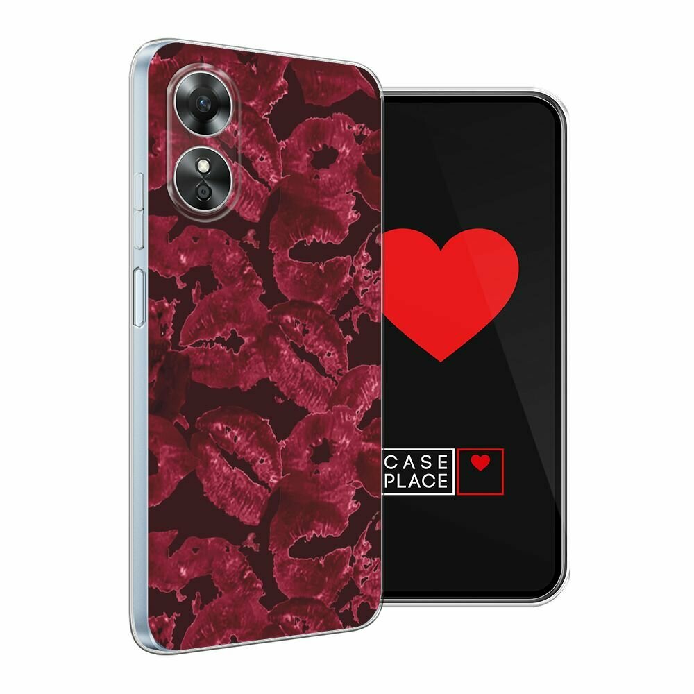 Силиконовый чехол на Oppo A17 / Оппо A17 с принтом Помада паттерн 1 — фото 1