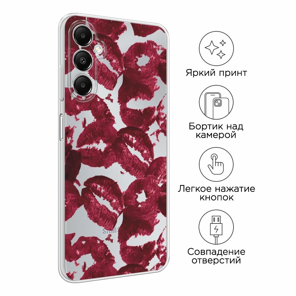 Чехол на Samsung Galaxy A05s / Самсунг Галакси A05s с принтом "Помада паттерн 2", прозрачный — фото 1