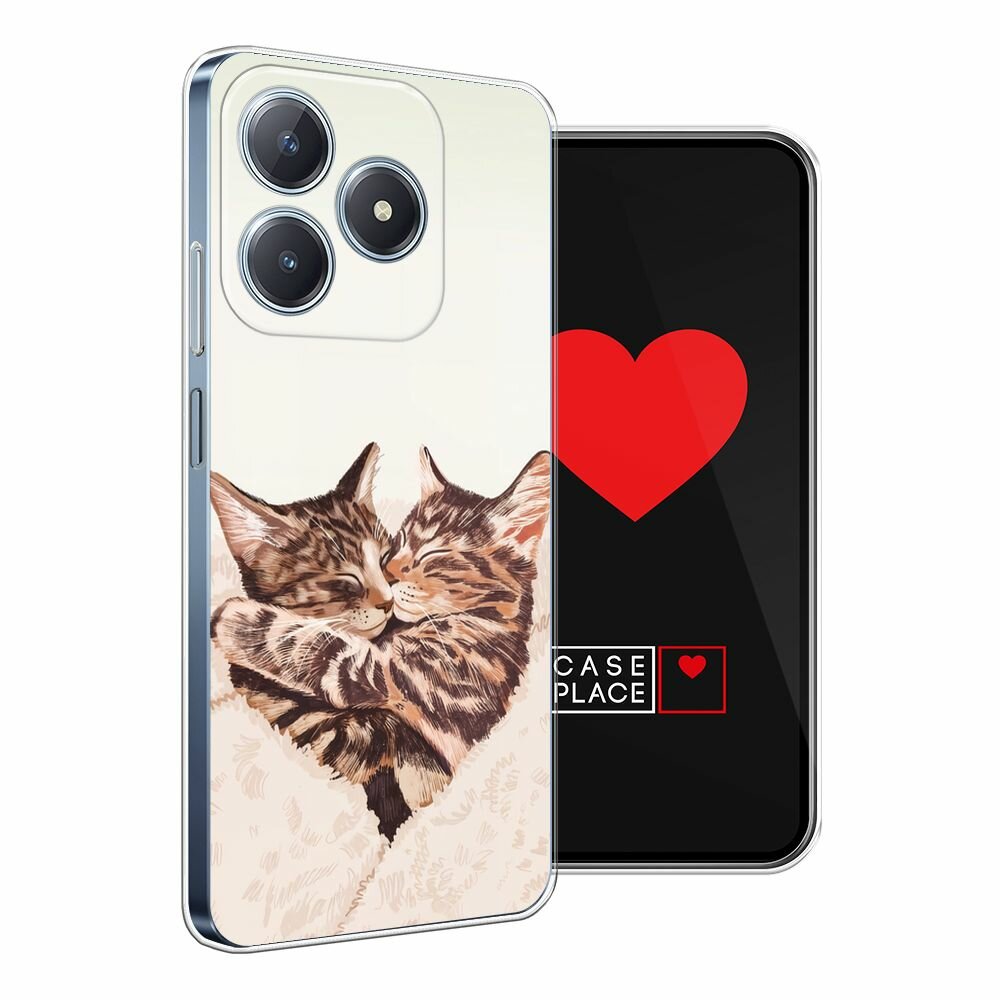 Чехол на Realme C63 / Реалми С63 с принтом "Влюбленные котейки - 14 февраля" — фото 1